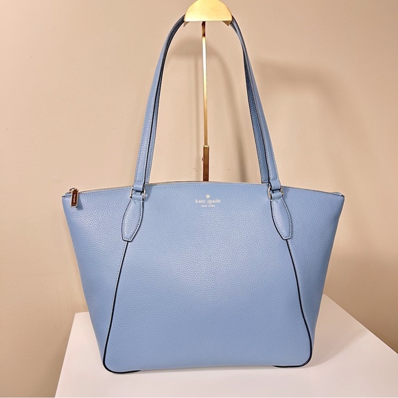 kate spade | Bags | Kate Spade Light Blue Pebbled Leather Tote Bag New ...